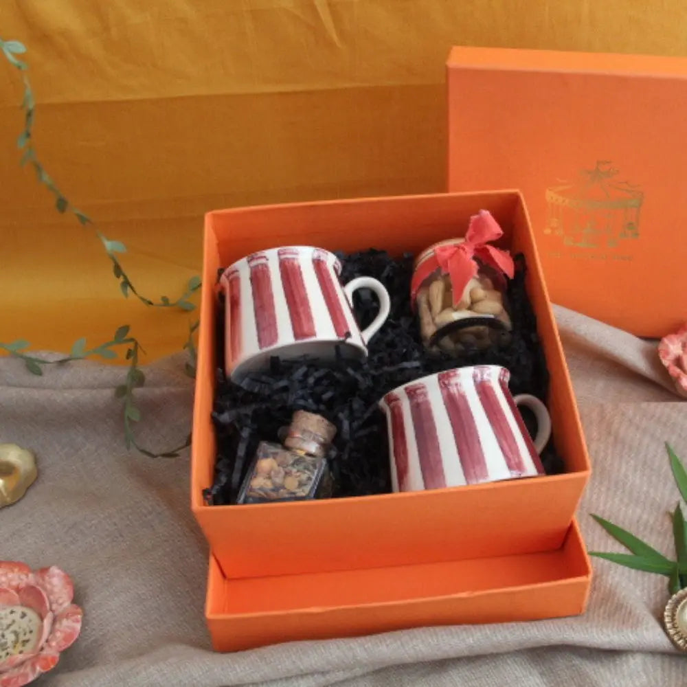 Handmade Circus Stripes Maroon Cup Set of 4 – Hello December