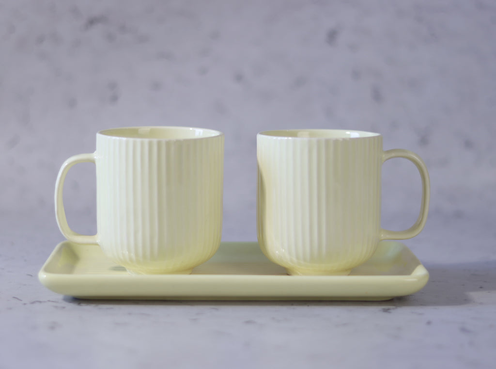 Ceramic Cups & Platter Set | Yellow – Hello December