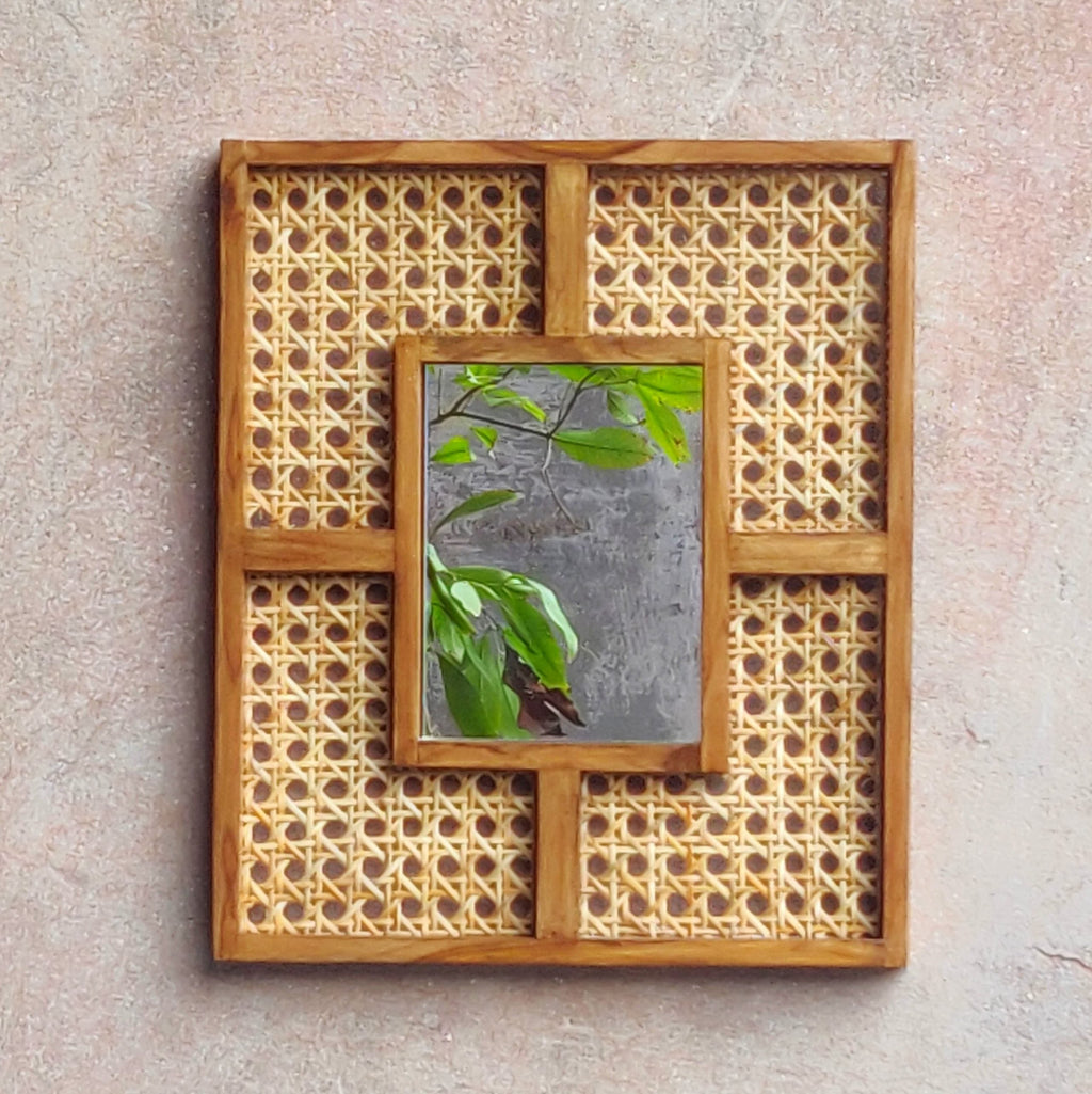 Mid Century Teak Cane Mirror | Premium Mirrors For Beautiful Homes By ...