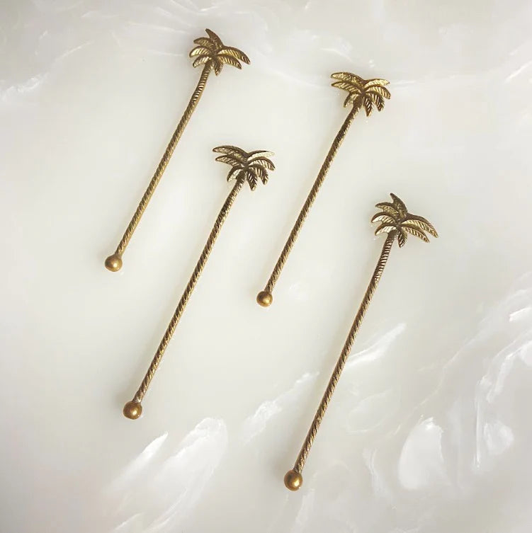 Palm Leaf Brass Stirrers | Set of 4 – Hello December