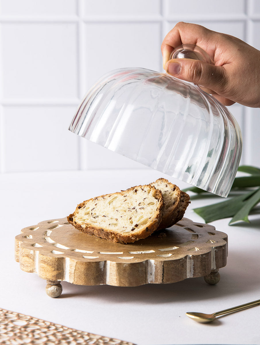 Aster Glass Cloche With Wooden Base – Hello December